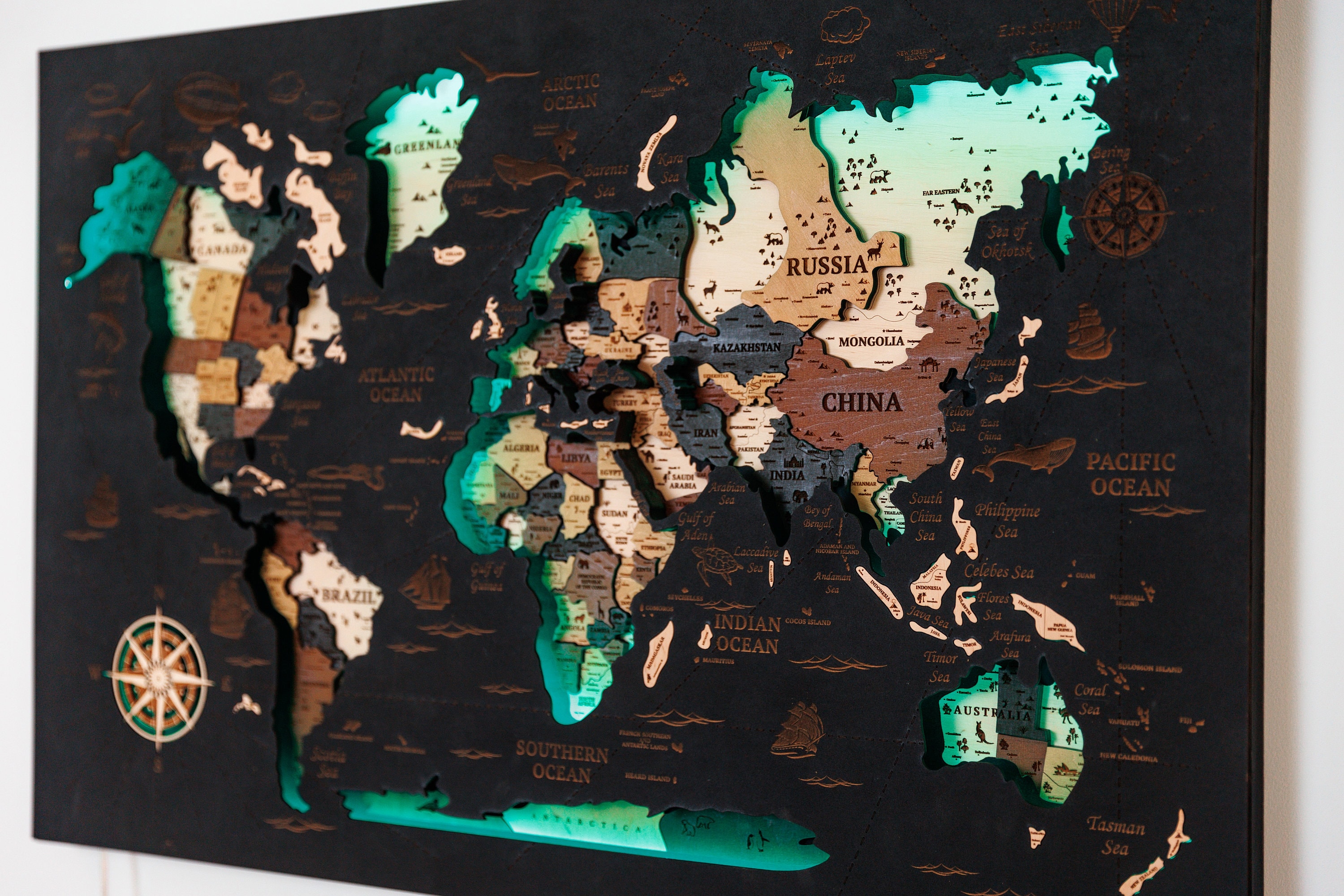 Wood World Map Travel Decor Wooden Map New Home Gift 5th - Etsy