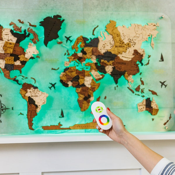 World map with led - Etsy Polska
