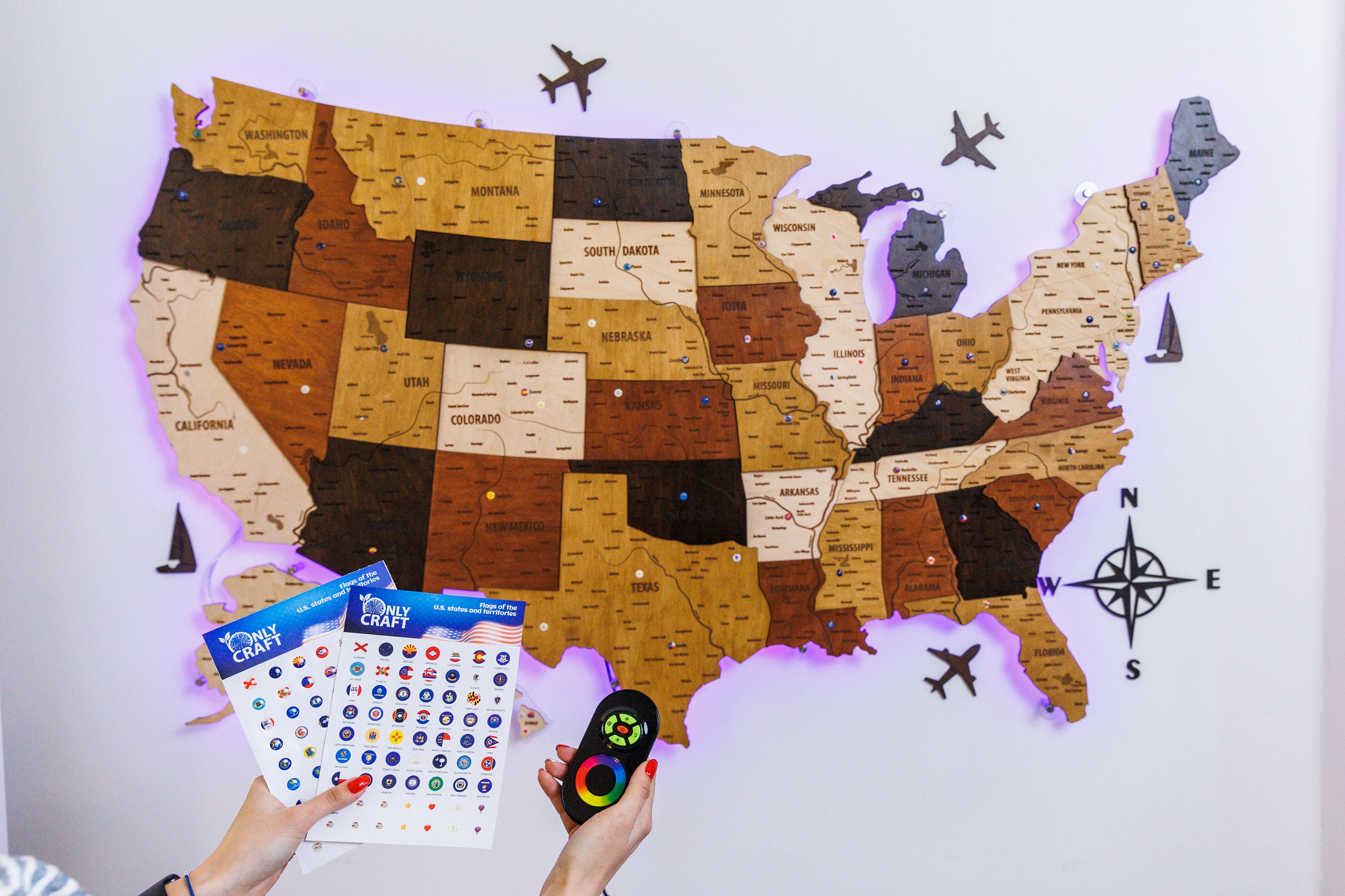 Push Pin Wall Map of USA Travel Decor Gift for Wife Wooden - Etsy Australia