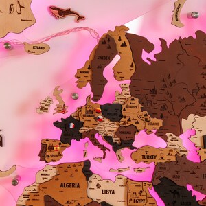 Led World Map Wood World Map 3D LED RGB Map of the World Modern Home ...