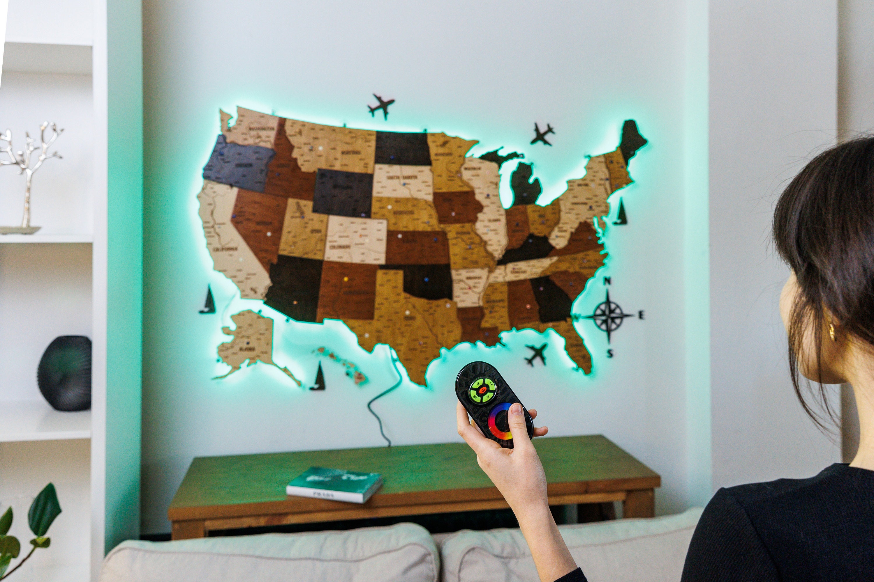 Illuminated US Map Push Pin Map Large USA Push Pin Map - Etsy