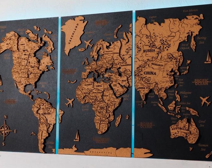 Push Pin Wall Map of USA Travel Decor, Gift for Wife Wooden Decor ...