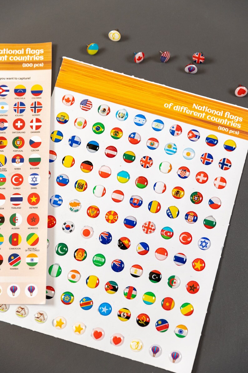 Set of Flags Push Pins for Wall Map - Etsy UK