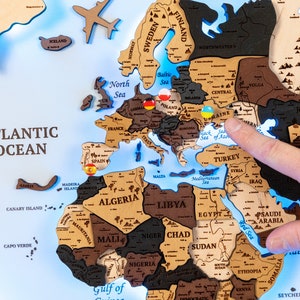 Led Wall Map of the World Canvas Wooden Art, World Map Wall Art Wooden ...