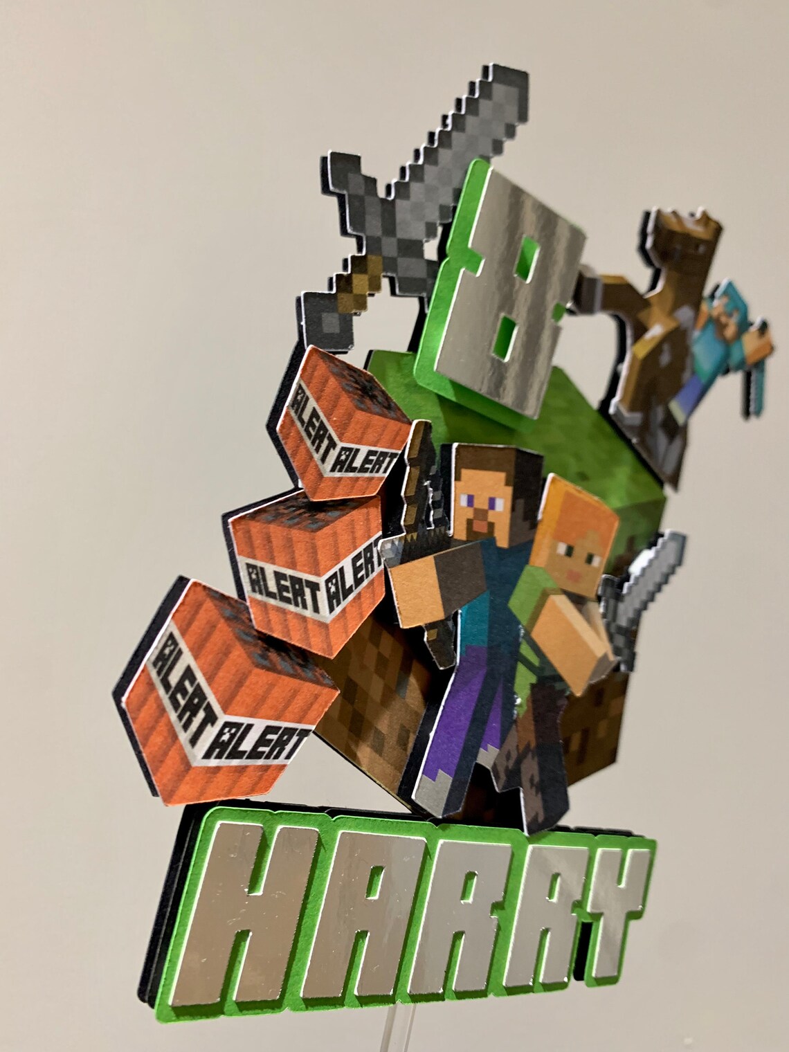 Minecraft cake topper | Etsy