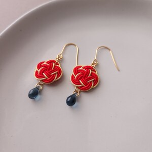 Japanese Mizuhiki Drop Earrings, Japanese Traditional Paper Cord ...
