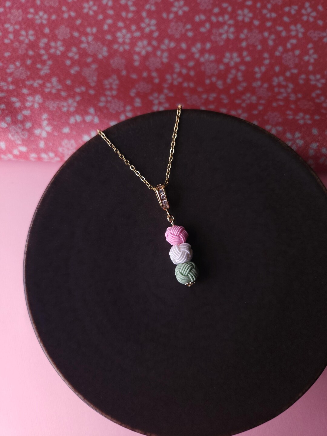 Hanami Dango Dumpling Necklace Handwoven With Japanese Mizuhiki Paper ...