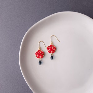 Japanese Mizuhiki Drop Earrings, Japanese Traditional Paper Cord ...