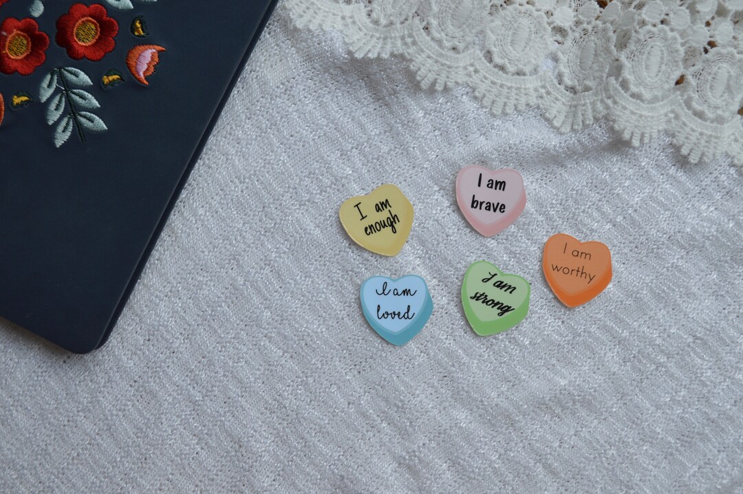 Positive Affirmation Heart Sticker Pack, Positive Affirmations, Heart ...