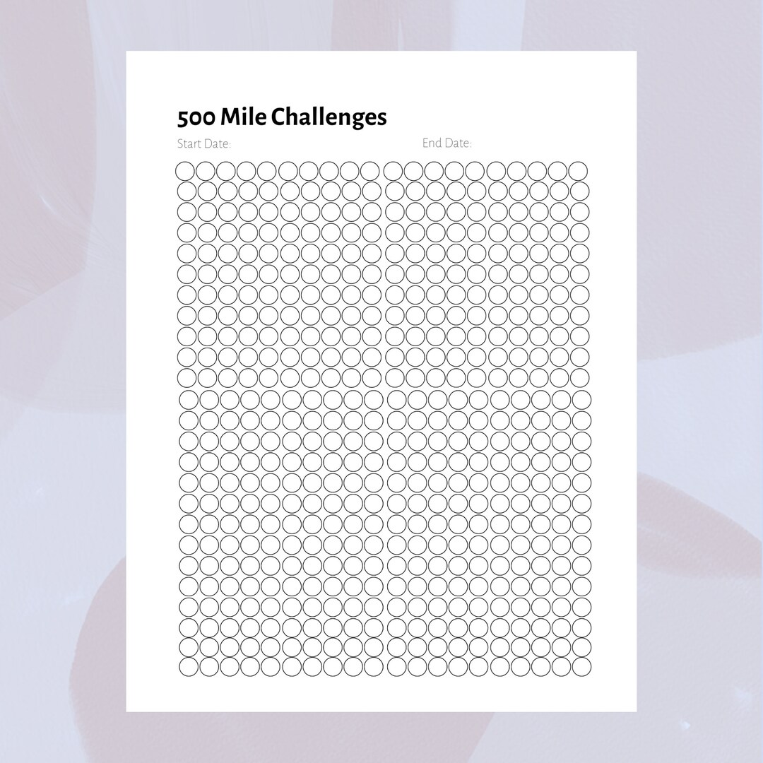 500 Mile Challenge Running Tracker, Printable Walking Tracker, Swimming ...