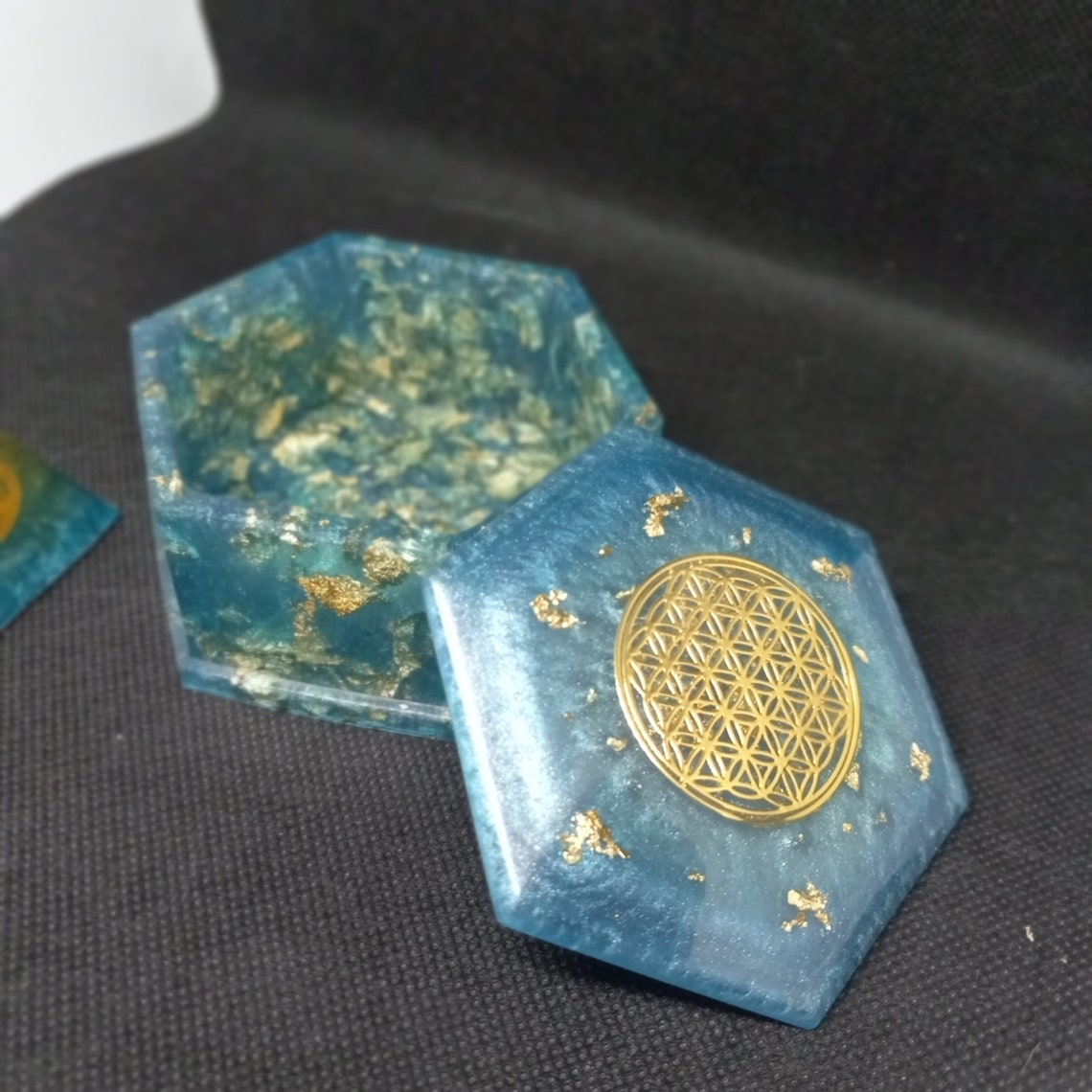 Chakra Hexagon Jewelry Box With Good Will Pyramid Set - Etsy