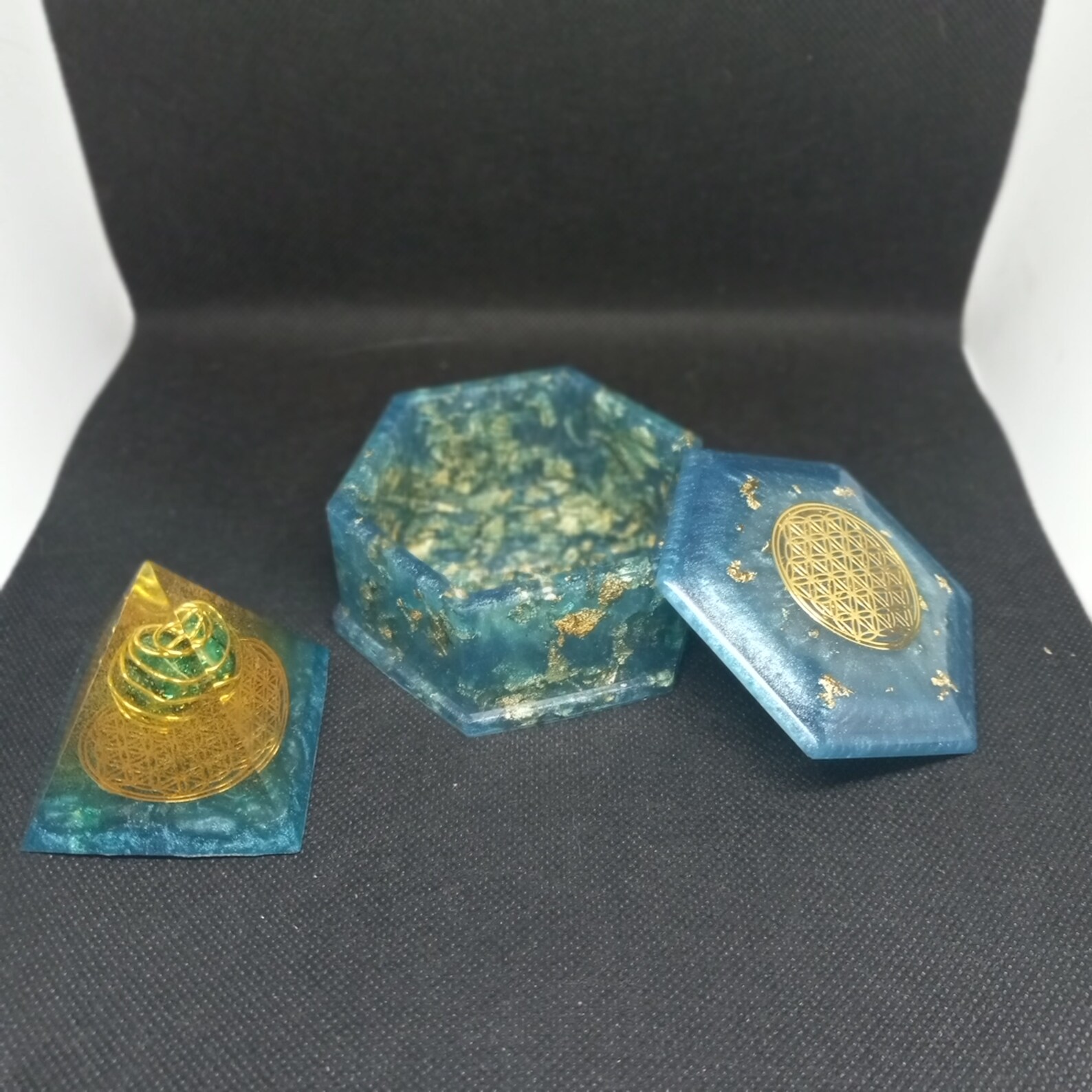 Chakra Hexagon Jewelry Box With Good Will Pyramid Set - Etsy