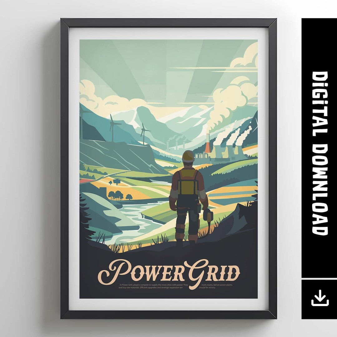 POWER GRID Poster Inspired by Power Grid / Retro Board Game Poster ...