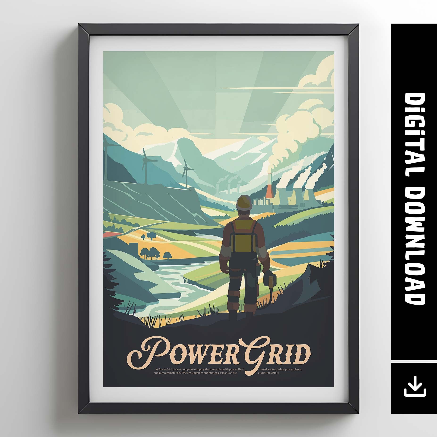 POWER GRID Inspired Poster / Retro Board Game Poster & Printable Wall ...