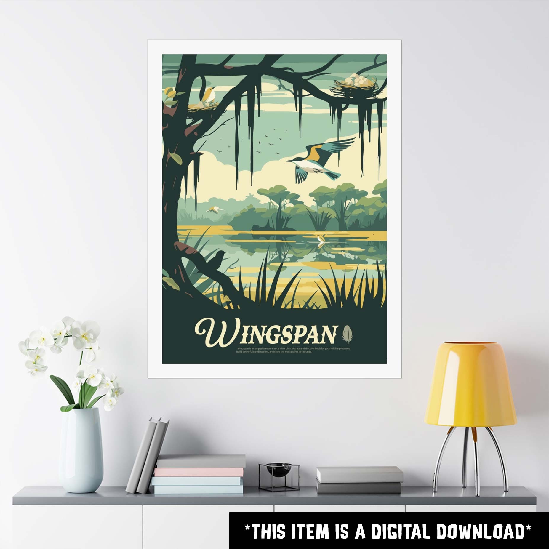 WINGSPAN Inspired Poster / Retro Board Game Poster & Printable Wall Art ...