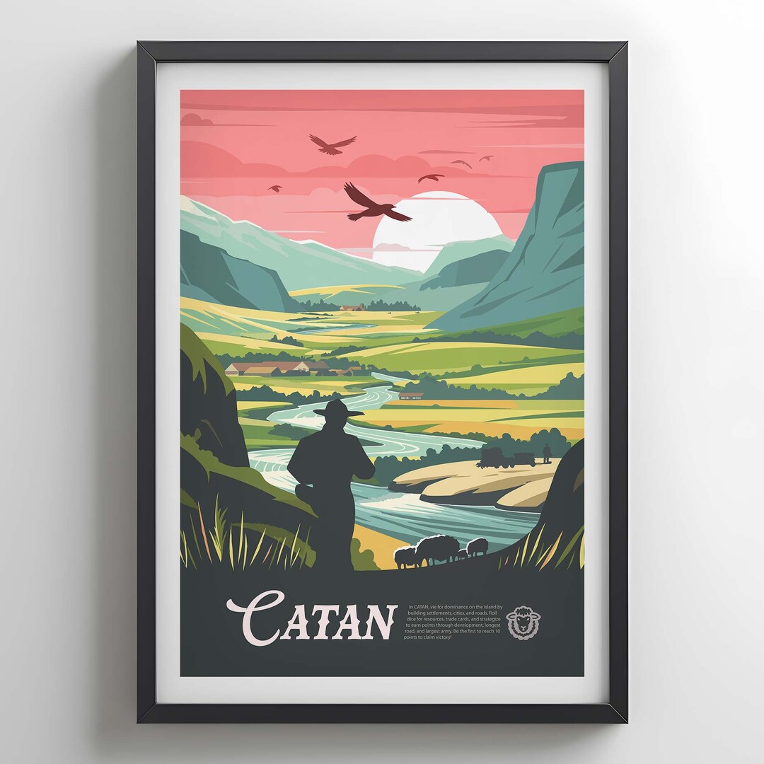 CATAN Inspired Poster / Retro Board Game Poster & Wall Art Print ...