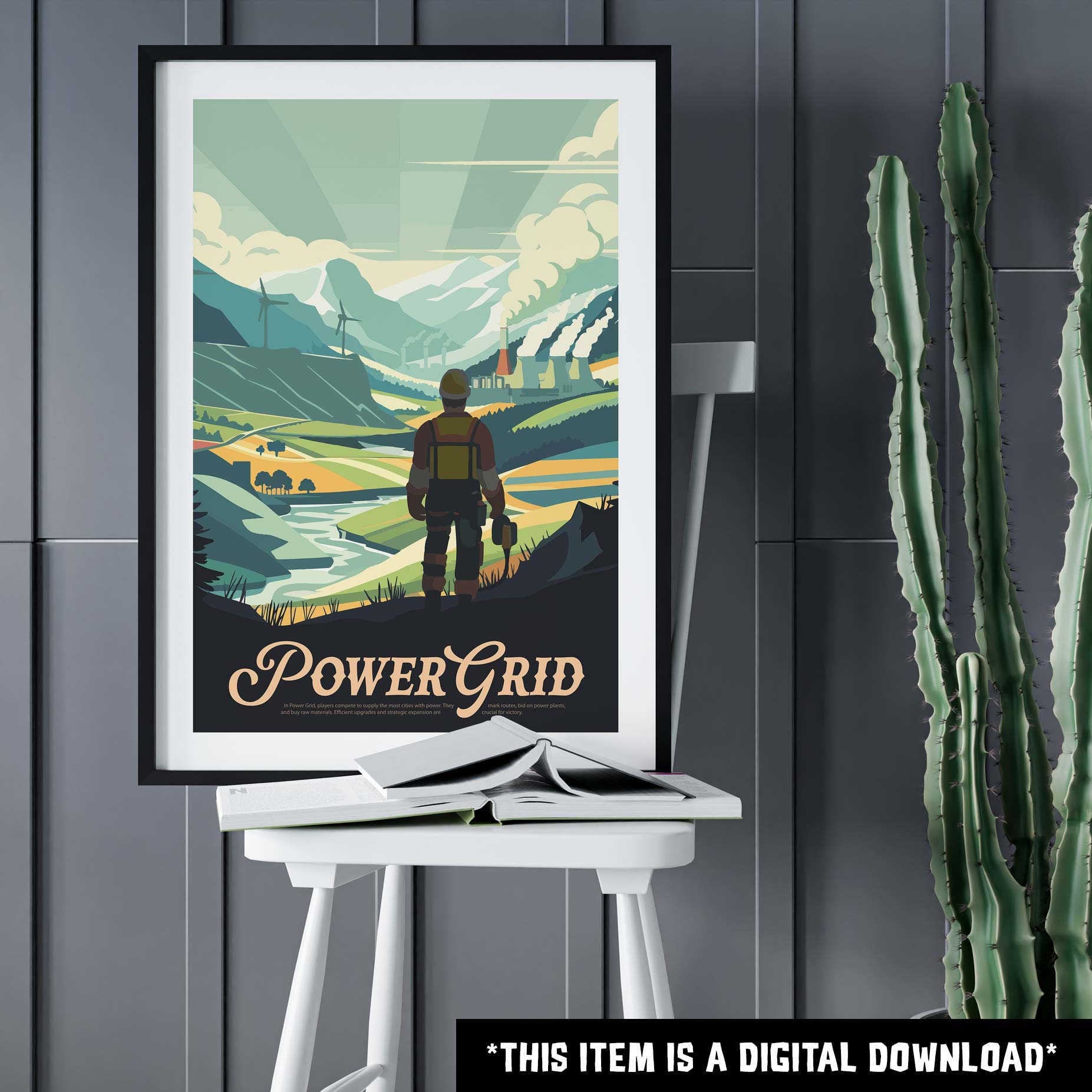 POWER GRID Inspired Poster / Retro Board Game Poster & Printable Wall ...