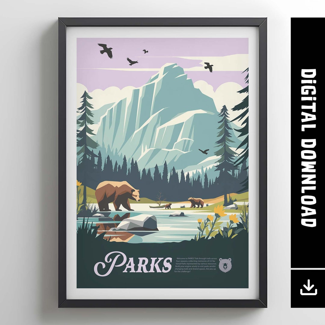 PARKS - Inspired Poster / Retro Board Game Poster & Printable Wall Art ...