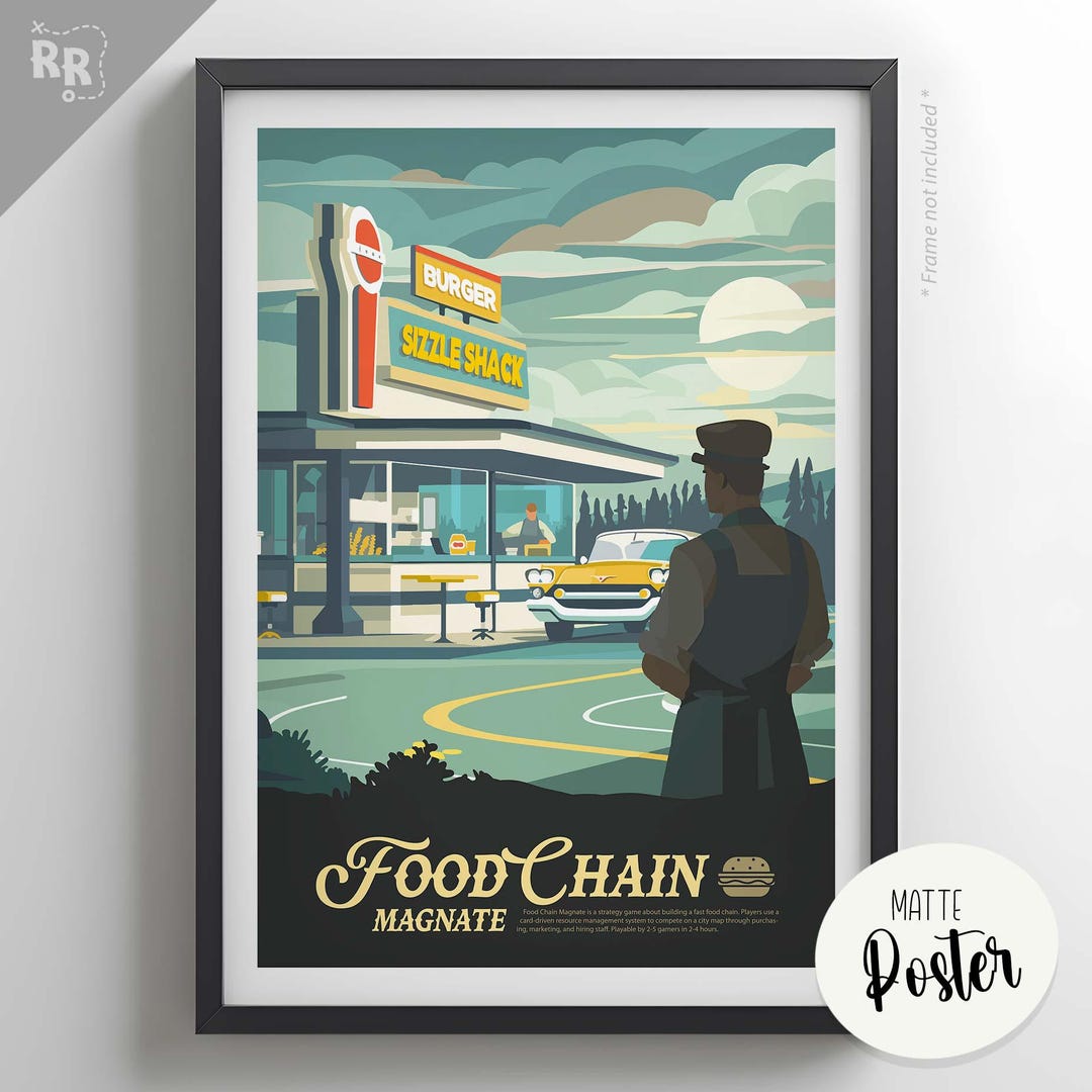 FOOD CHAIN MAGNATE - Inspired Poster / Retro Board Game Poster & Wall ...