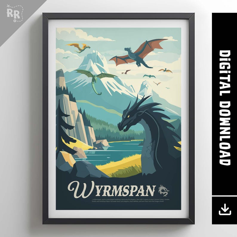 WYRMSPAN - Inspired Poster / Retro Board Game Poster & Printable Wall Art Print / Home Decor ...