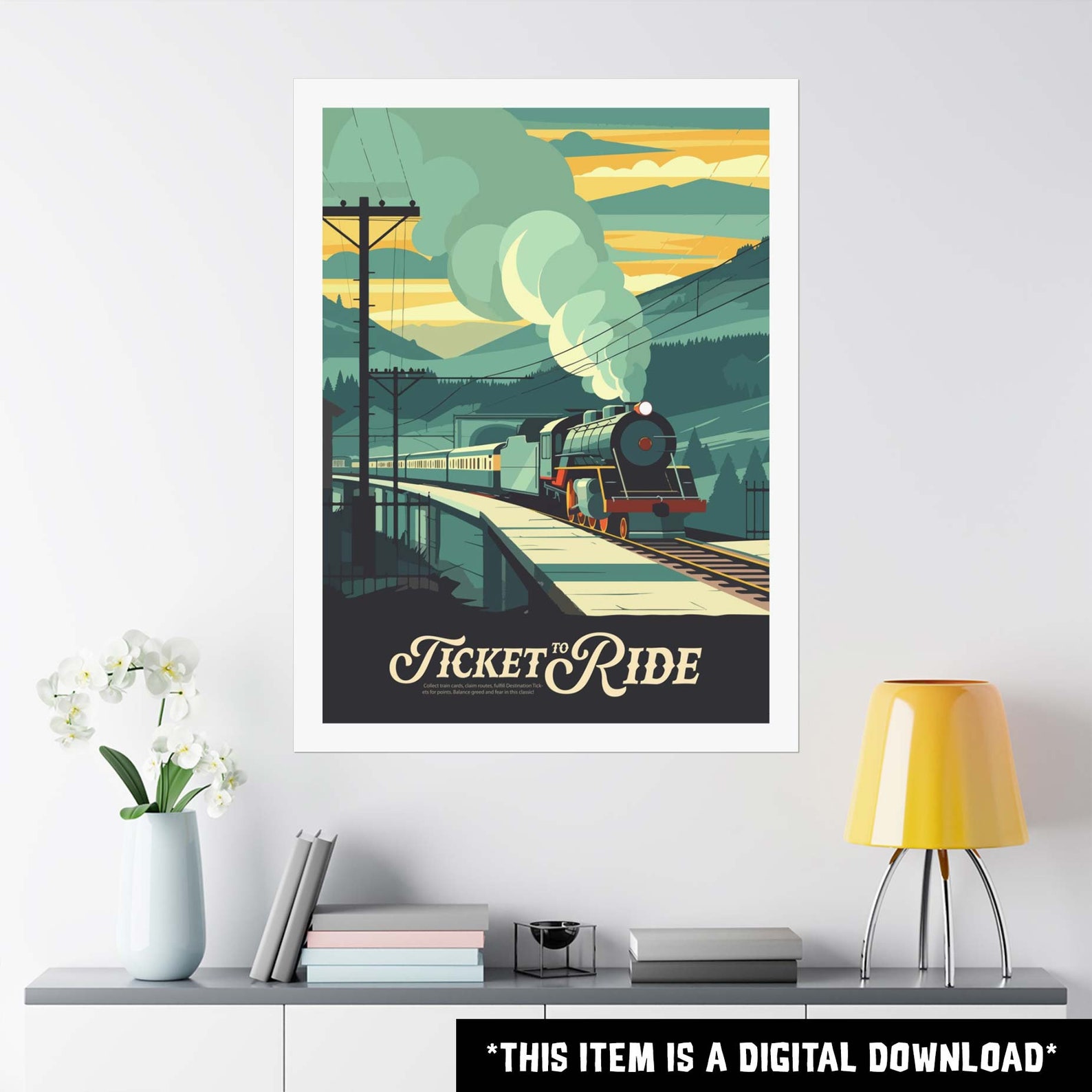 Unofficial TICKET TO RIDE - Inspired Poster / Retro Board Game Poster ...