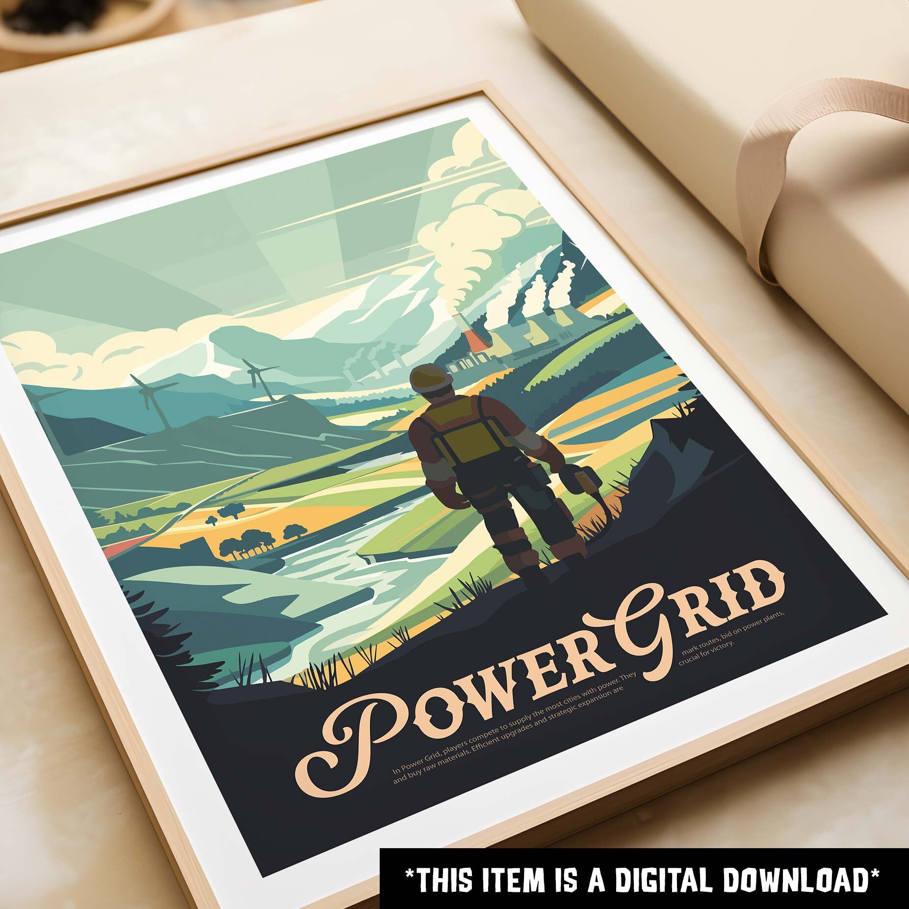 POWER GRID Poster Inspired by Power Grid / Retro Board Game Poster ...