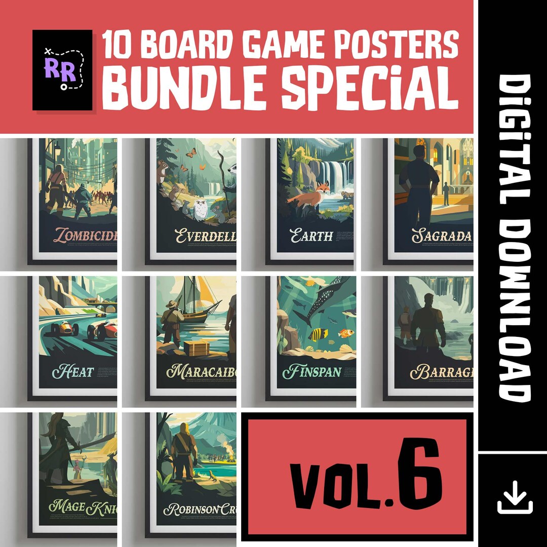 10 Board Game Posters Bundle Special Vol.6 / Retro Board Game Poster ...