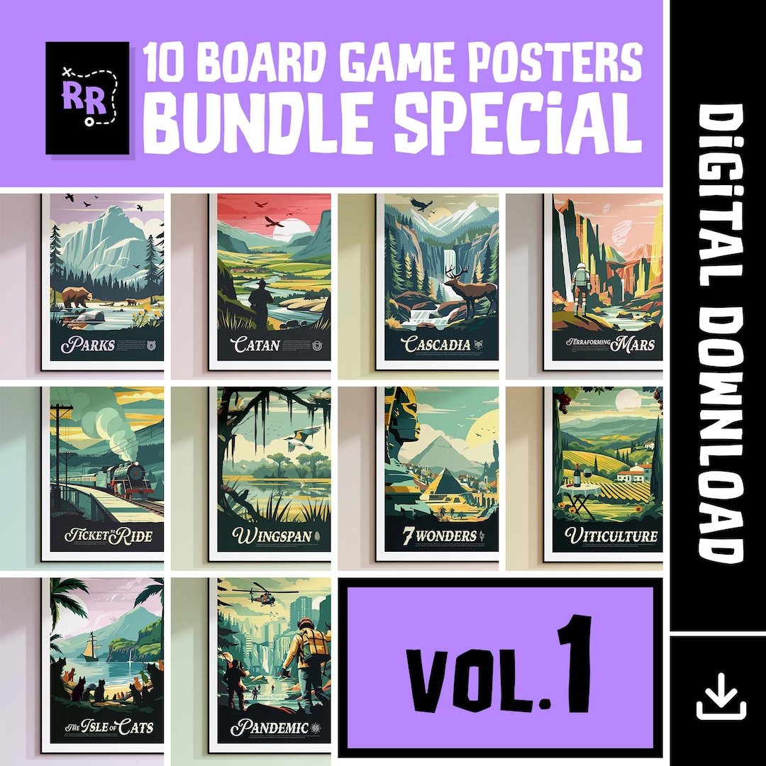 10 Board Game Posters Bundle Special Vol.1 / Retro Board Game Poster ...