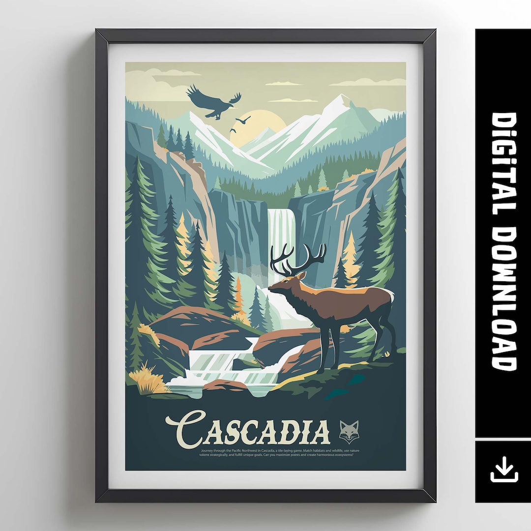 CASCADIA - Inspired Poster / Retro Board Game Poster & Printable Wall ...