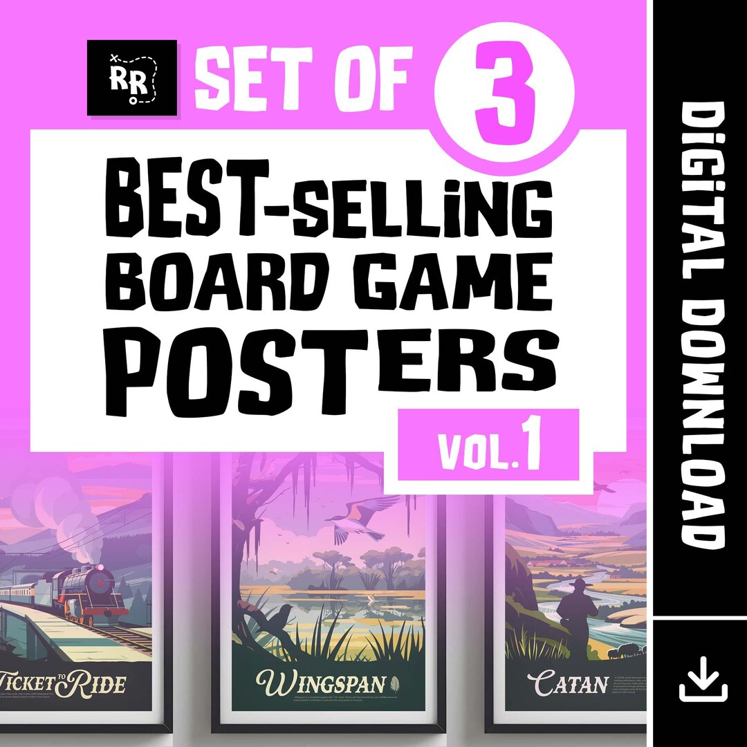 Set of 3 Best-selling Board Game Posters V.1 / Retro Board Game Poster ...