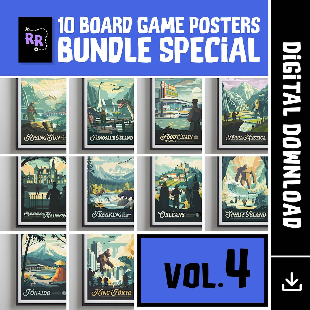 10 Board Game Posters Bundle Special Vol.4 / Retro Board Game Poster ...