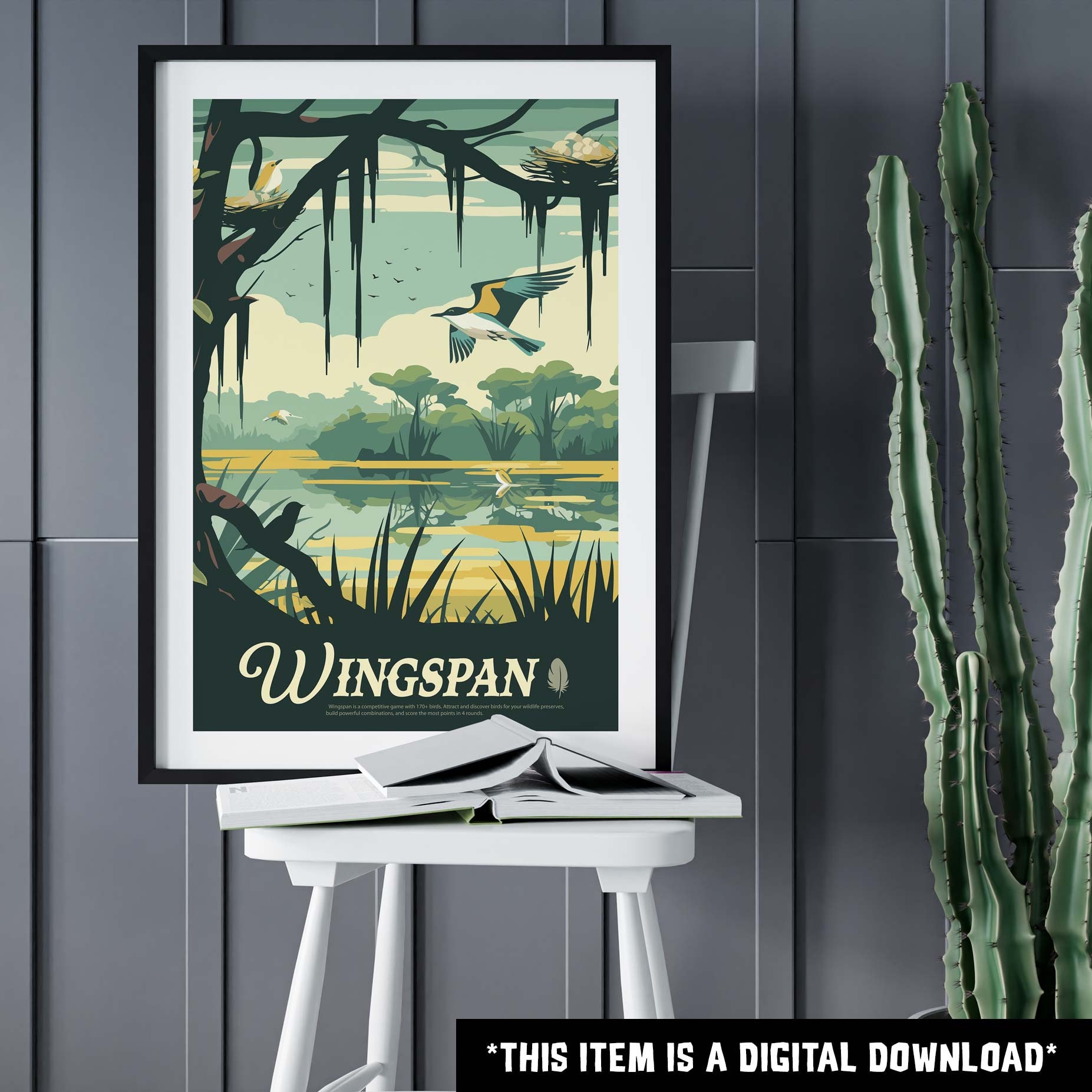 WINGSPAN Inspired Poster / Retro Board Game Poster & Printable Wall Art ...