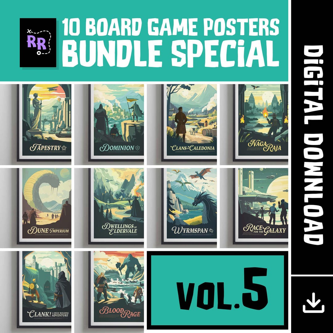 10 Board Game Posters Bundle Special Vol.5 / Retro Board Game Poster ...