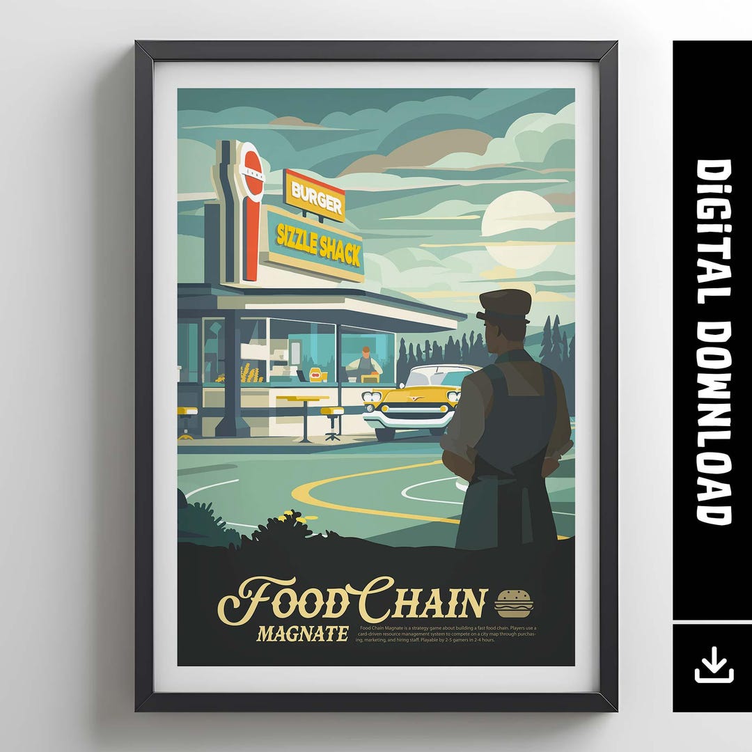 FOOD CHAIN MAGNATE - Inspired Poster / Retro Board Game Poster ...