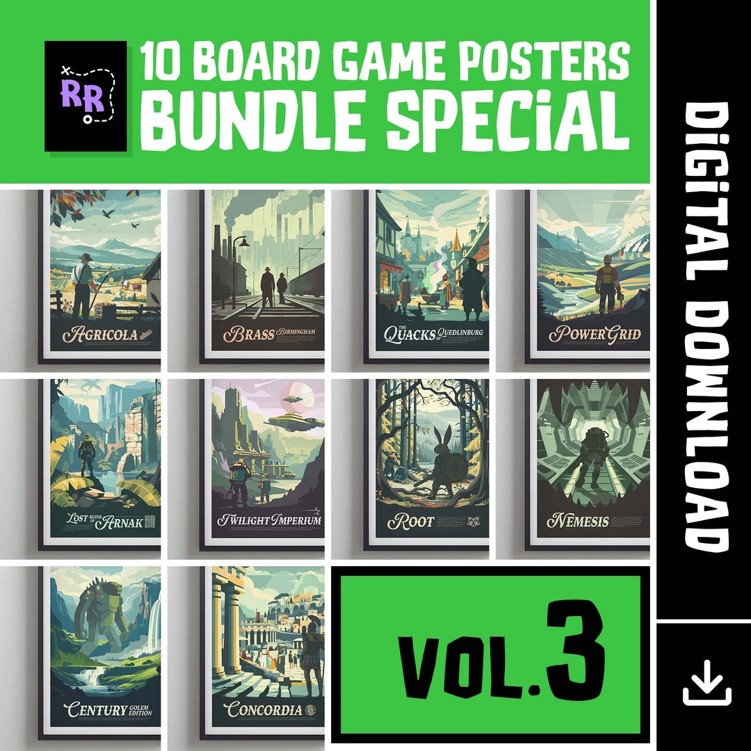 10 Board Game Posters Bundle Special Vol.3 / Retro Board Game Poster ...