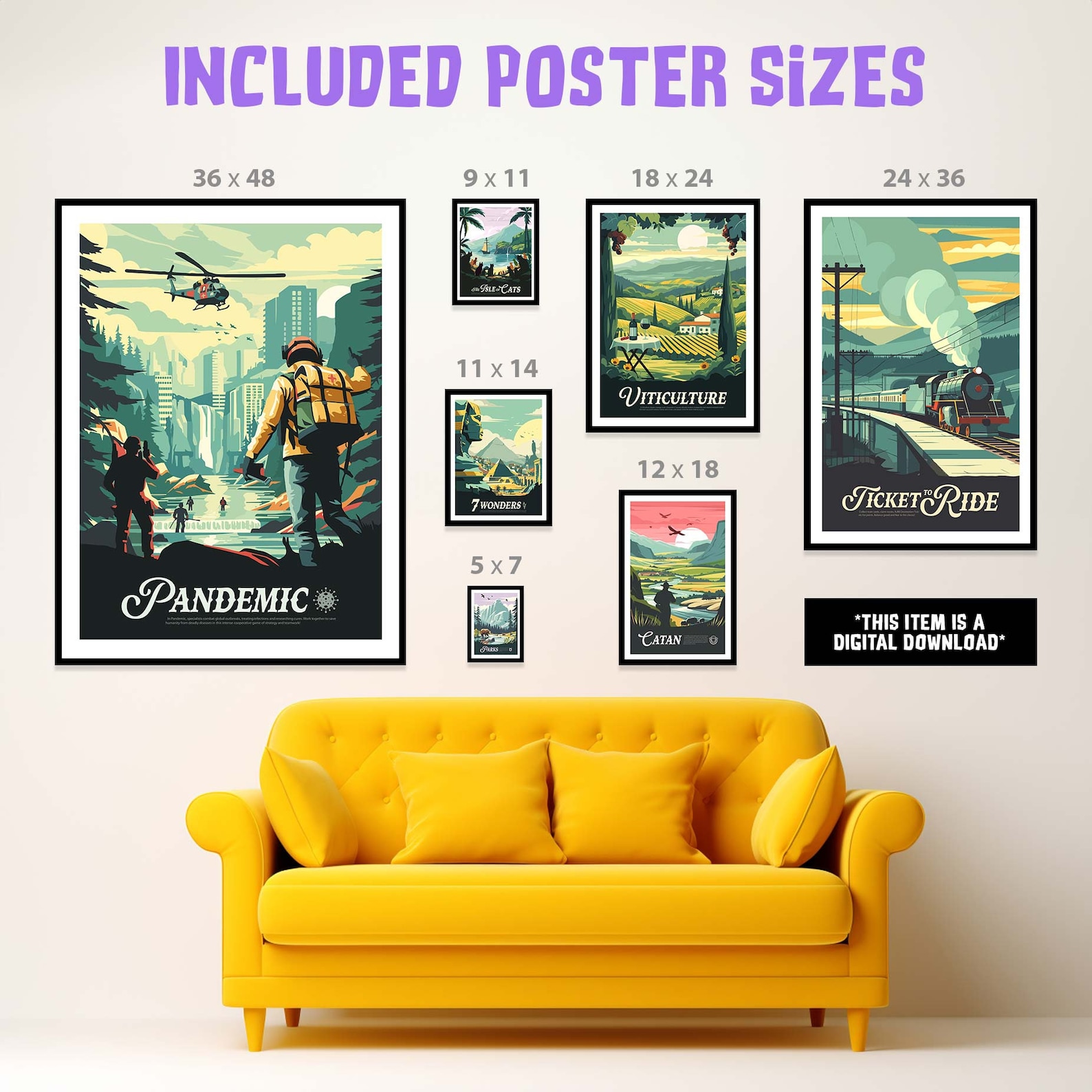 10 Board Game Posters Bundle Special Vol.1 / Retro Board Game Poster ...