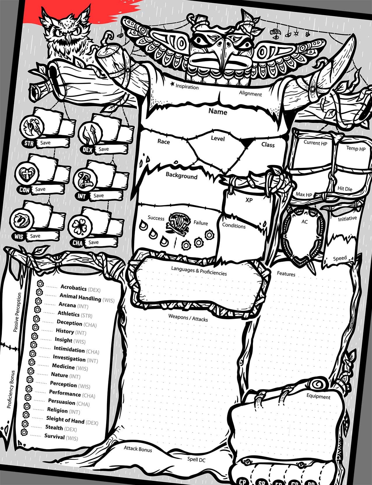 Nature Themed Dungeons and Dragons 5e Character Sheets / Printable PDF ...