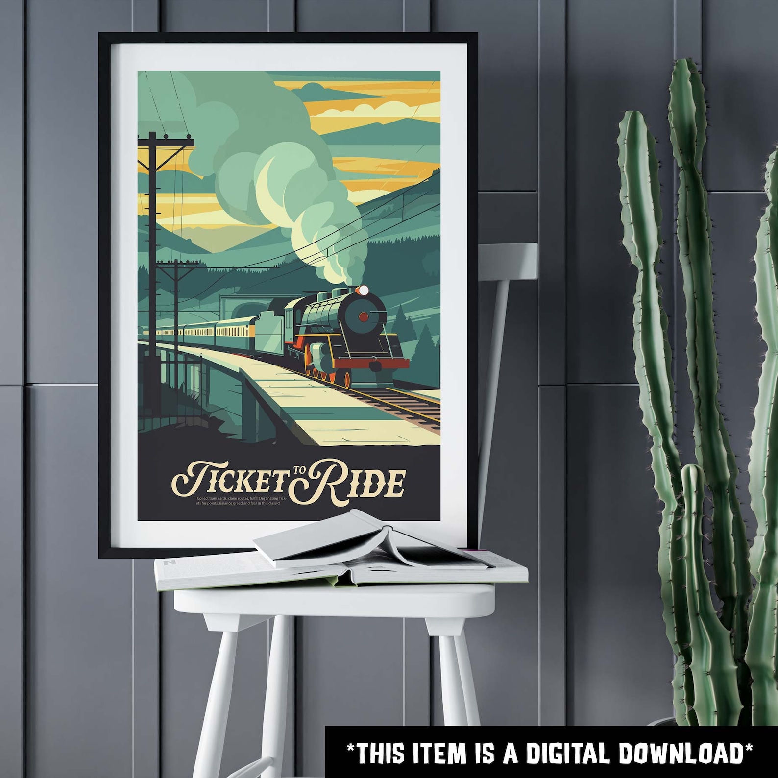 Unofficial TICKET TO RIDE - Inspired Poster / Retro Board Game Poster ...