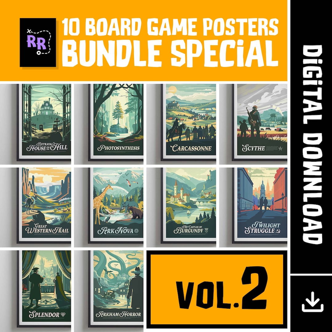 10 Board Game Posters Bundle Special Vol.2 / Retro Board Game Poster ...