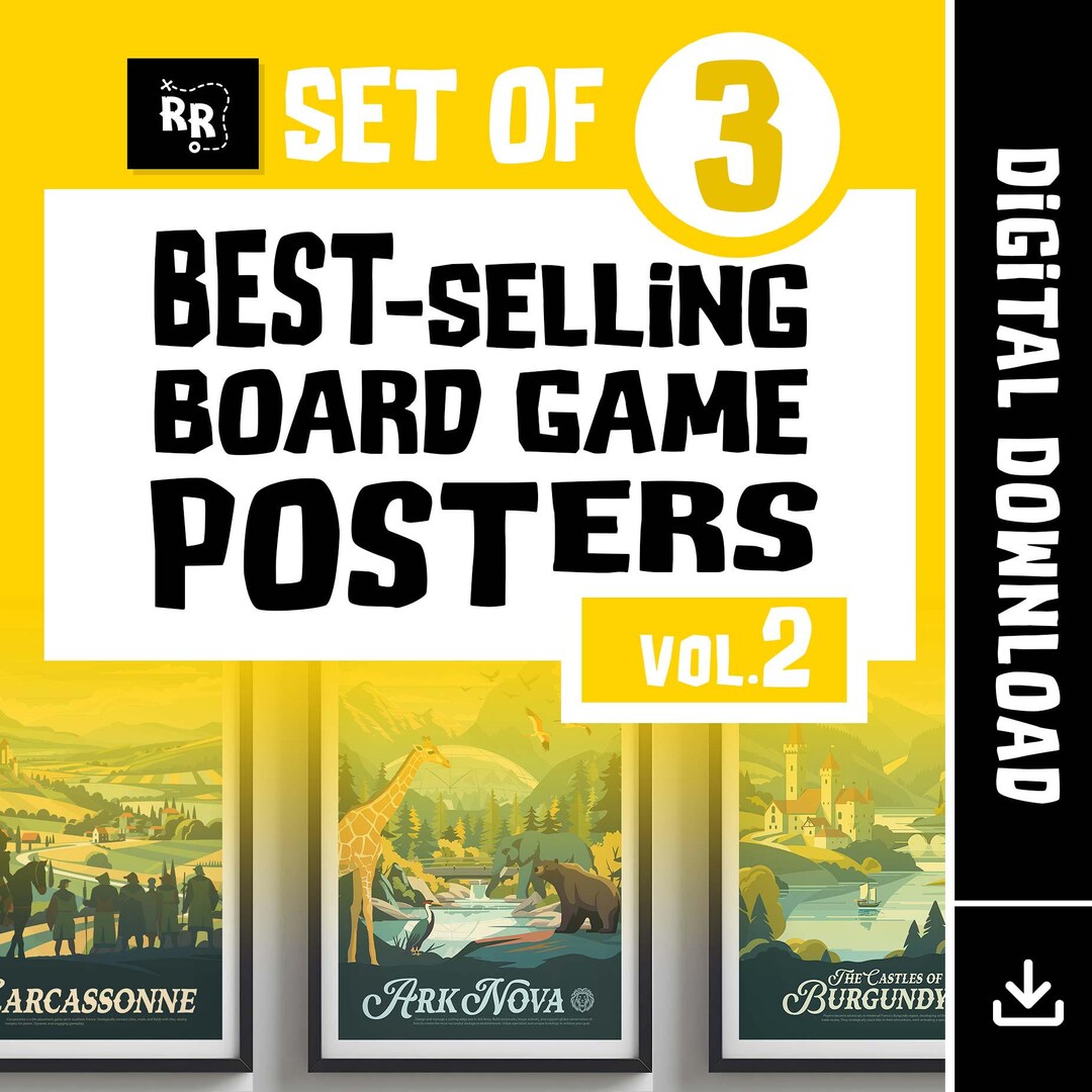 Set of 3 Best-selling Board Game Posters V.2 / Retro Board Game Poster ...