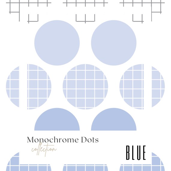 Printable Monochrome Dots Stickers Collection Blue 20mm Planner ...
