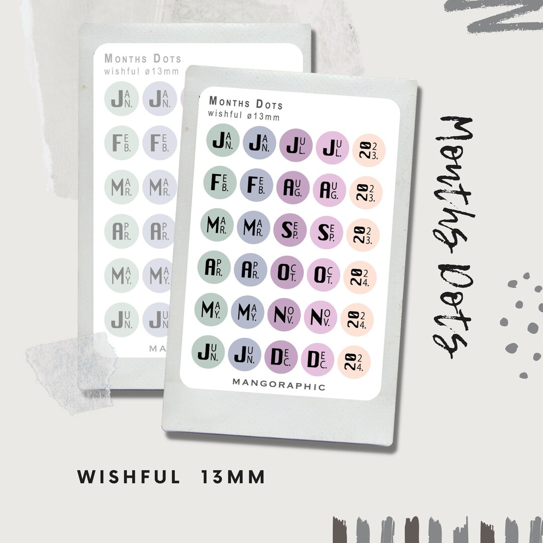 Printable Months Dots Stickers Wishful 13mm planner Stickers Journal ...