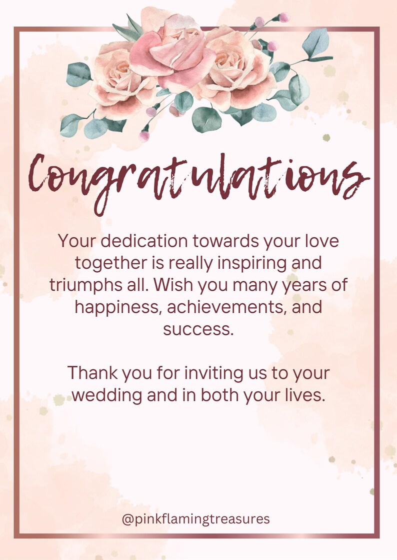 ROSE GOLD Wedding Congratulations Card for Weddings Gifts - Etsy