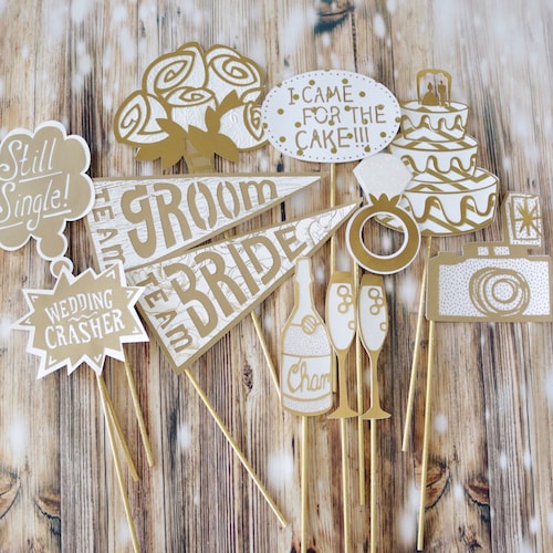 Wedding Photo Booth Props FULLY ASSEMBLED Gold Pink - Etsy