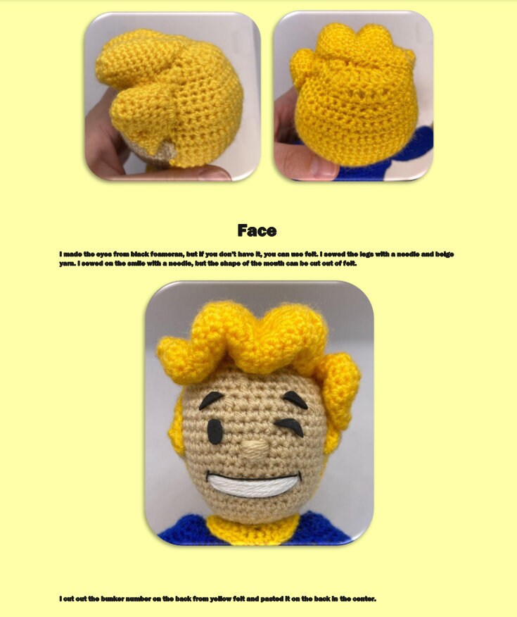 Tutorial on Crocheting Vault Boy From Fallout - Etsy