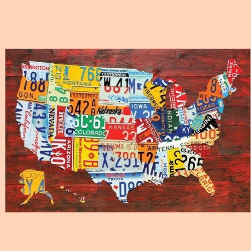 Awesome United States License Plates Map Postcard Traveling - Etsy