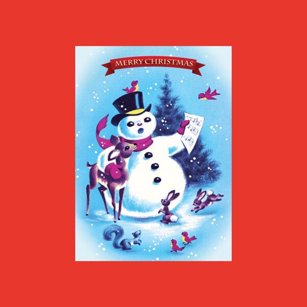 Snowman Postcard - Etsy