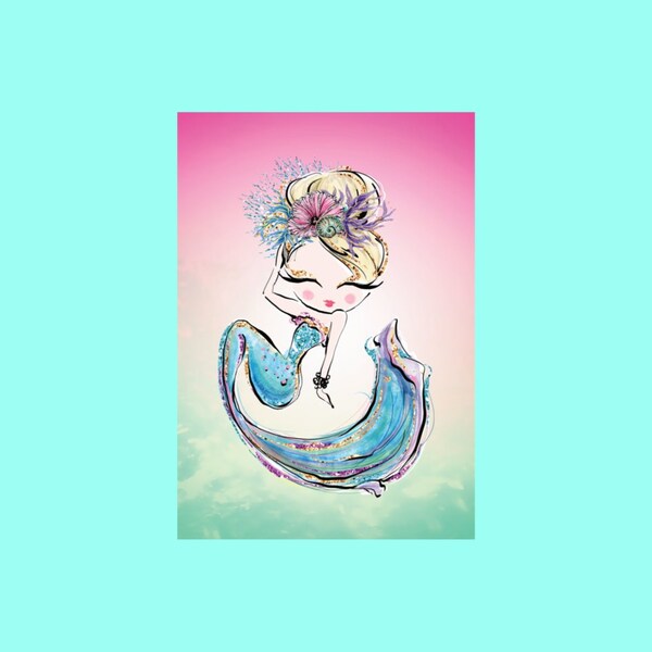 Modern Mermaid Art - Etsy