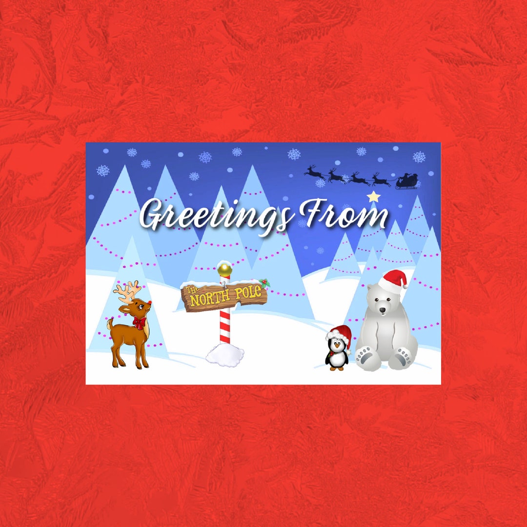 Awesome Greetings From the North Pole Postcard, Festive Holiday ...