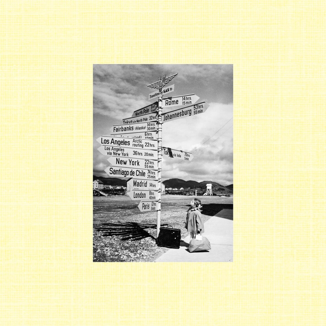 Fun Road Sign Postcard, Cities and Milage Sign Postcard, Black and ...